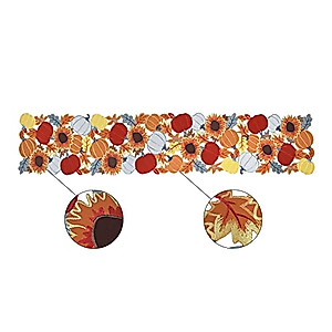 Thanksgiving Placemat Fall Table Decorations Set of 4 Harvest Pumpkin Leaves Embroidered Sunflower Autumn Festive Holiday Cutwork Centerpiece Table Decor Burnt Orange 13×18IN