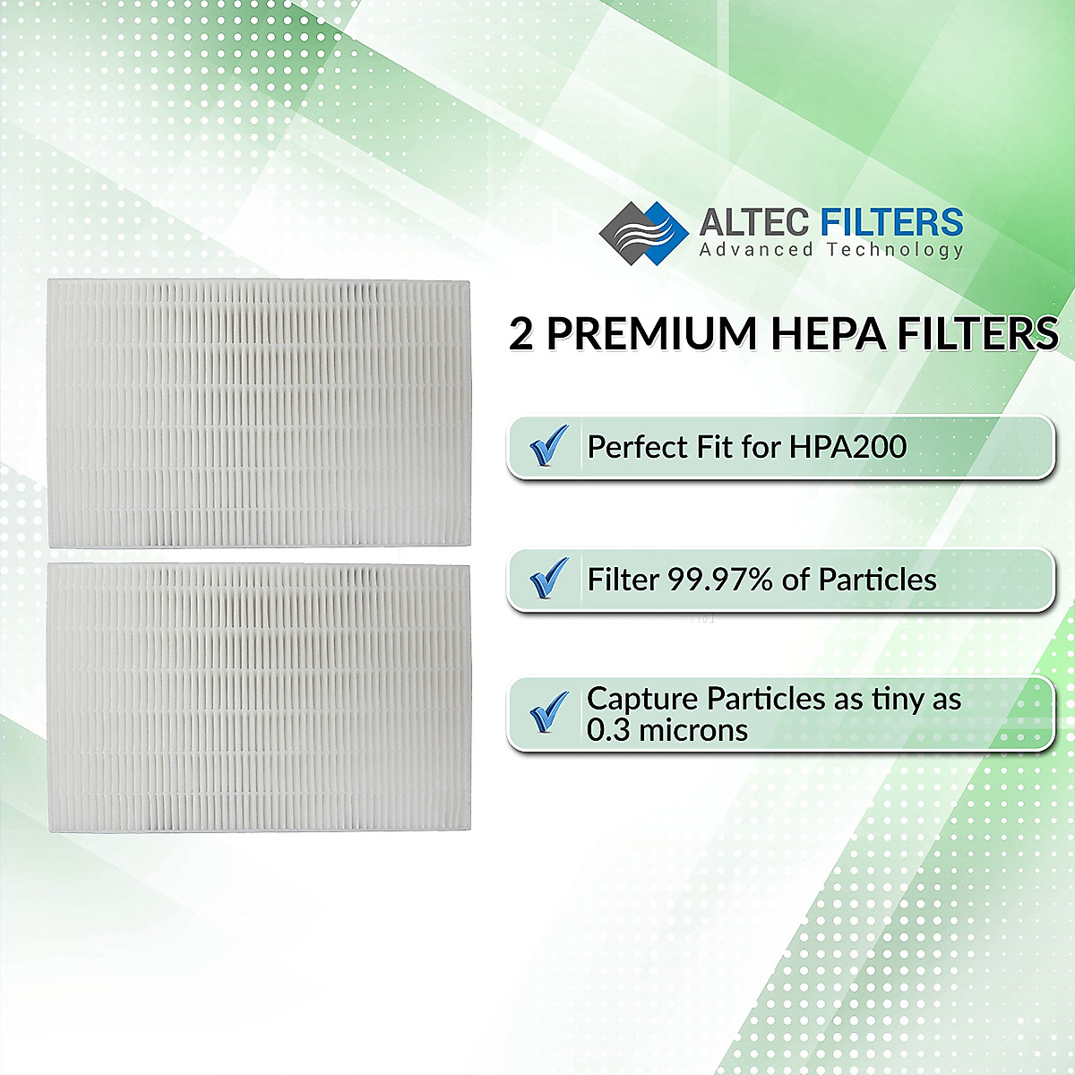 Altec Filters HEPA Premium Quality Replacement Filters Compatible with HPA200 Filter R Air Purifier, 2 Pack Fits HPA090, HPA100, HPA200, HPA300 HW HRF-R2 (HRF-R2 2 Pack)