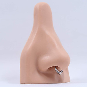 FANSING 16g 8mm Septum Ring for Women 316L Surgical Steel Septum Clicker Hypoallergenic Septum Jewelry 16 Gauge Cubic Zirconia CZ Teardrop Piercing Clicker