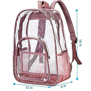 Clear Backpack for women and men, Heavy Duty Transparent Bookbag - 16" See Through Large Backpacks Stadium Approved