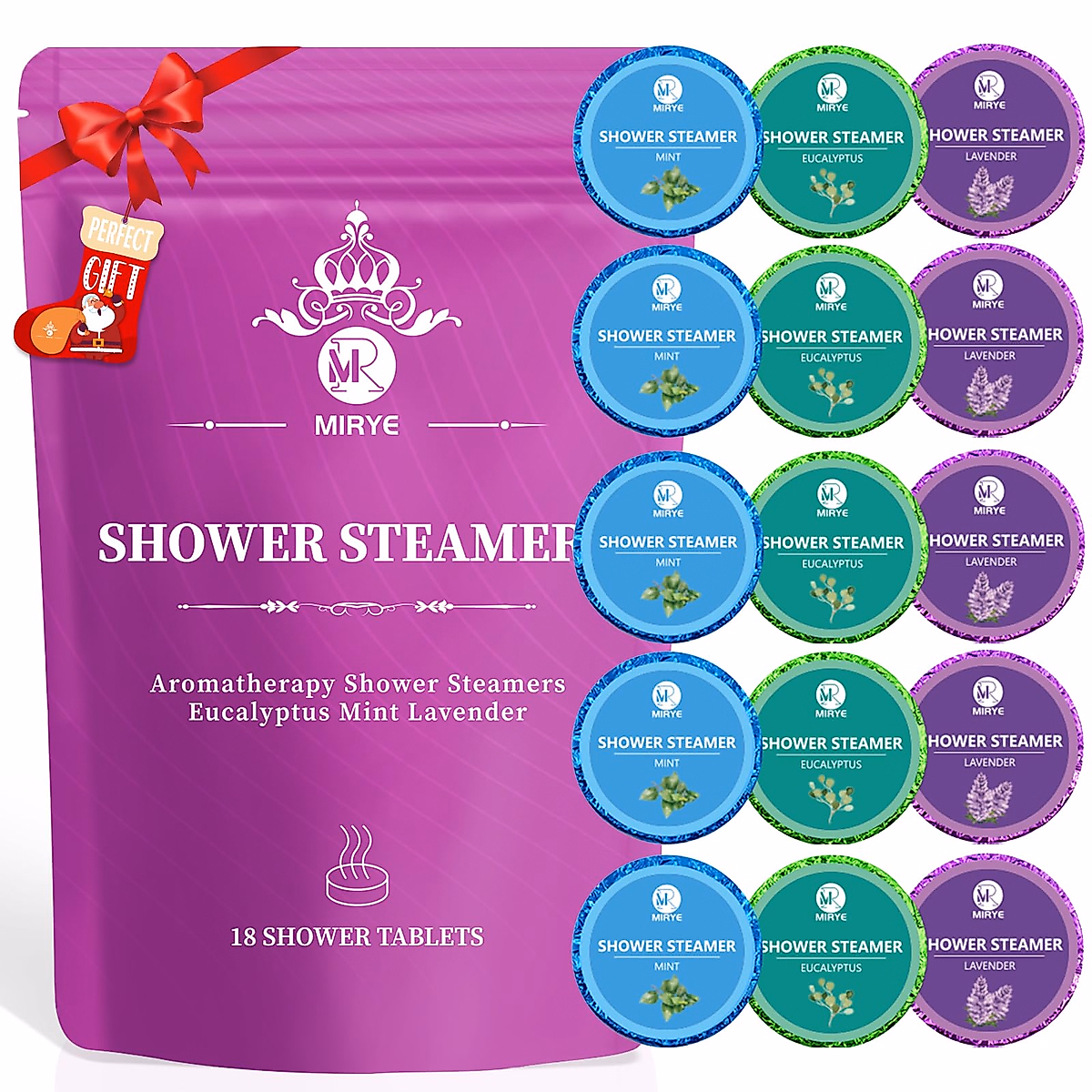 Shower Steamers Aromatherapy Gifts Set for Women, 18-Pack Organic with Eucalyptus Lavender Mint Essential Oil Shower Tablets, Shower Bombs Self Care Gifts for Her, Mom Wife, Lover, Girls