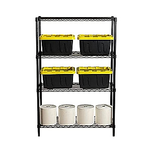 Juggernaut Storage 36" W x 14" D x 54" H Four-Shelf Steel Shelving Unit, 1400 lb Capacity, Black
