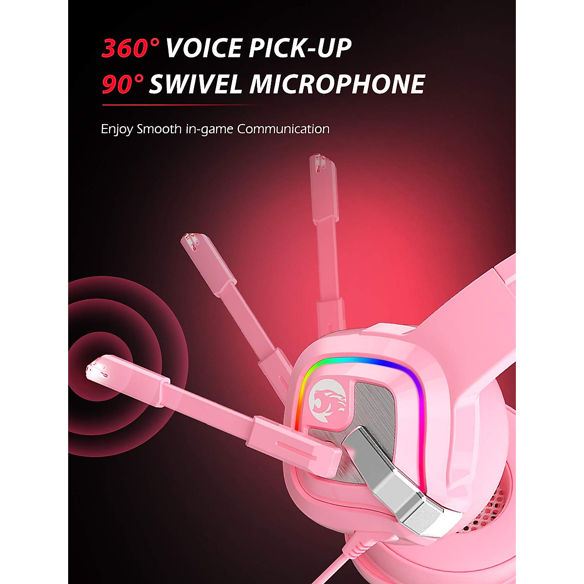 ZIUMIER Pink Gaming Headset for PC, PS4, PS5, Xbox One, Xbox Series S/X, Switch, Noise Canceling Microphone, Stereo Surround Sound, 3.5mm Wired Gaming Headphones