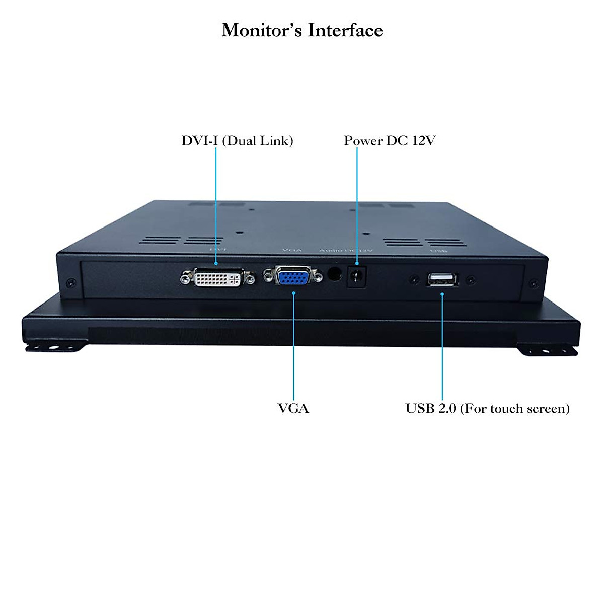 iChawk 12.1'' inch PC Monitor 1024x768 4:3 DVI VGA USB Power On Boot Embedded Open Frame Support Linux Ubuntu Raspbian Debian OS Touch LCD Screen Display with Quick Easy Installation K121MT-DL2