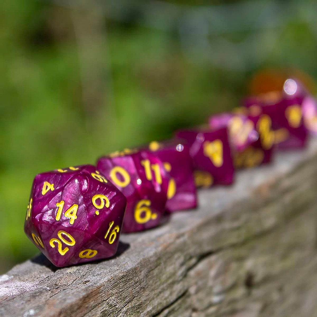 Maroon Pearl RPG Dice - Full Polyhedral Set - 'Plum'