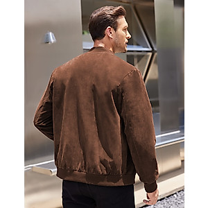 COOFANDY Men's Varsity Baseball Jacket Vintage Suede Faux Leather Trucker Jackets