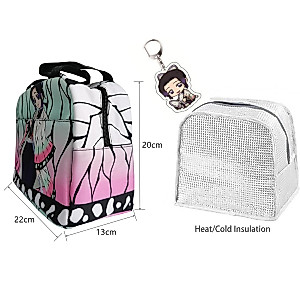 XIXISA Anime Demon Slayer Kochou Shinobu Lunch Box Holder Insulated Lunch Cooler Bag for Men and Women Travel Portable Storage Bag (Kochou Shinobu)