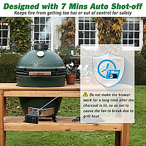 JISHAHS Charcoal Fire Starter Compatible with Big Green Egg Grill, Blower Fan with Auto Shut-Off for Fast Charcoal FastStart