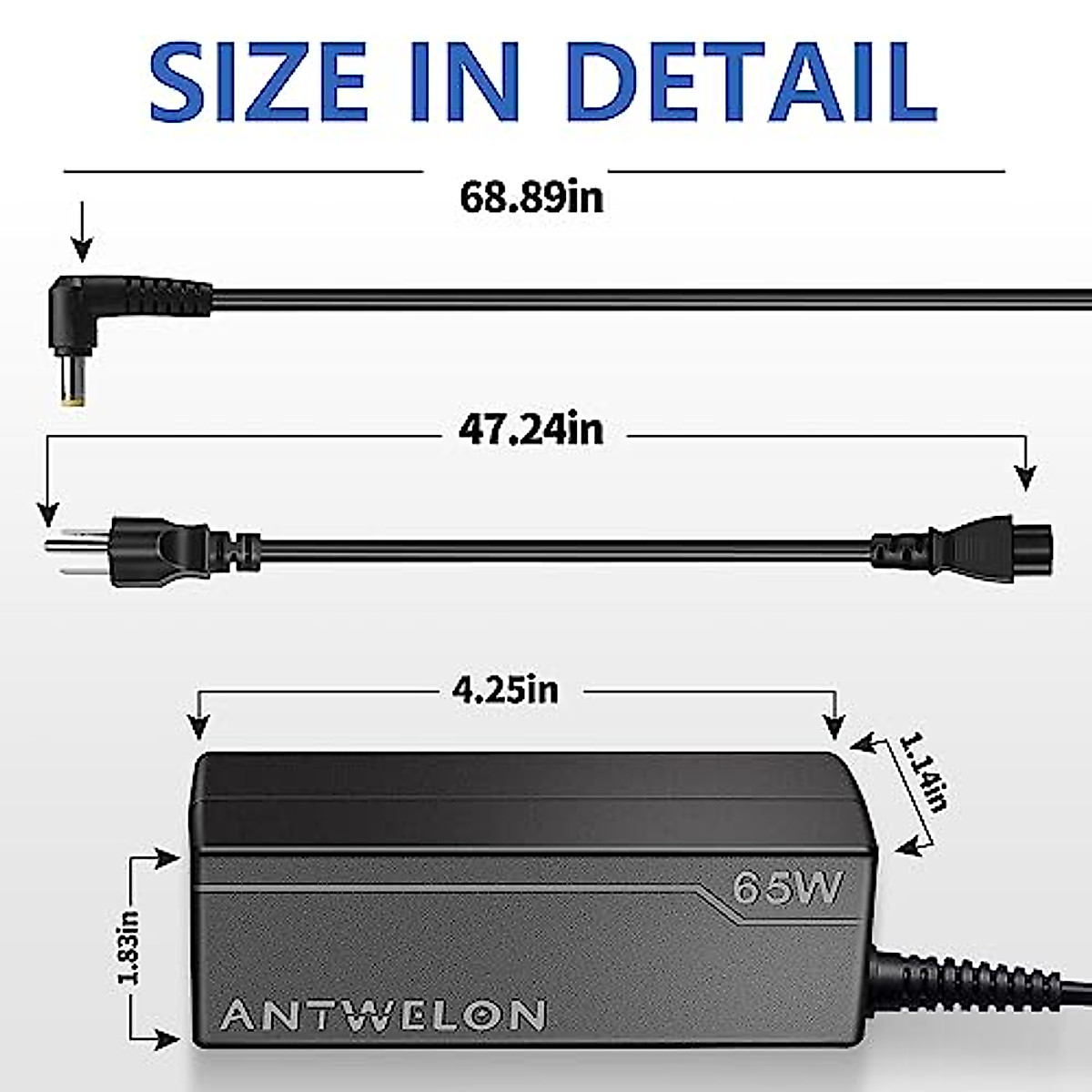 ANTWELON 65W 45W Laptop Charger for Acer Aspire 5 E5 ES1 E1 E3 E15 V3 V5 V7 F5 F15 M5 R3 R7 VN7 3 Series E5-575 5250 5253 5336 5349 5532 5534 5552 19V 3.42A AC Adapter Power Supply Cord