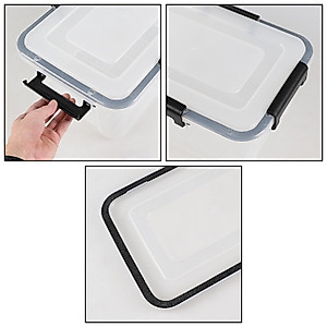 Lasbily 12 Quart Plastic Stackable Storage Bins with Gasket Seal Lids, 6 Pack Clear Storage Bins with Latching Lids