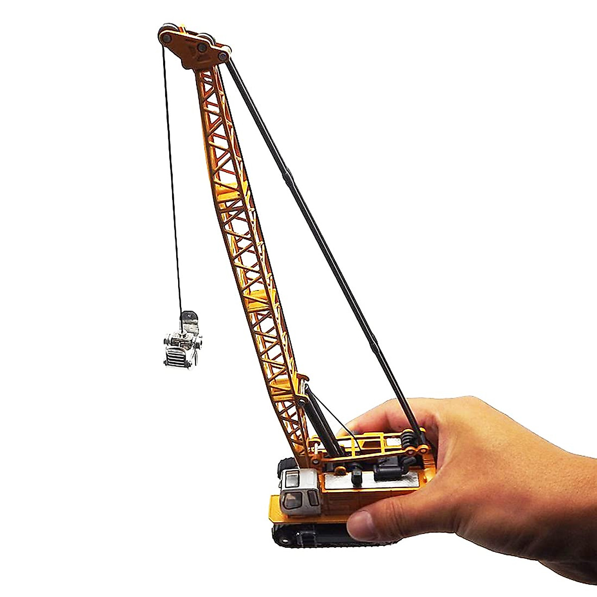 Tipmant Children Alloy Die-cast Car Model Toy Excavator Truck Digging Cable Engineering Vehicle Tower Crane Collection Gift for Kids Scale: 1:87