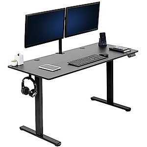 VIVO Electric 55 x 24 inch Stand Up Desk, Complete Height Adjustable Standing Home & Office Workstation with Memory Controller, Black Top, Black Frame, DESK-E155TB
