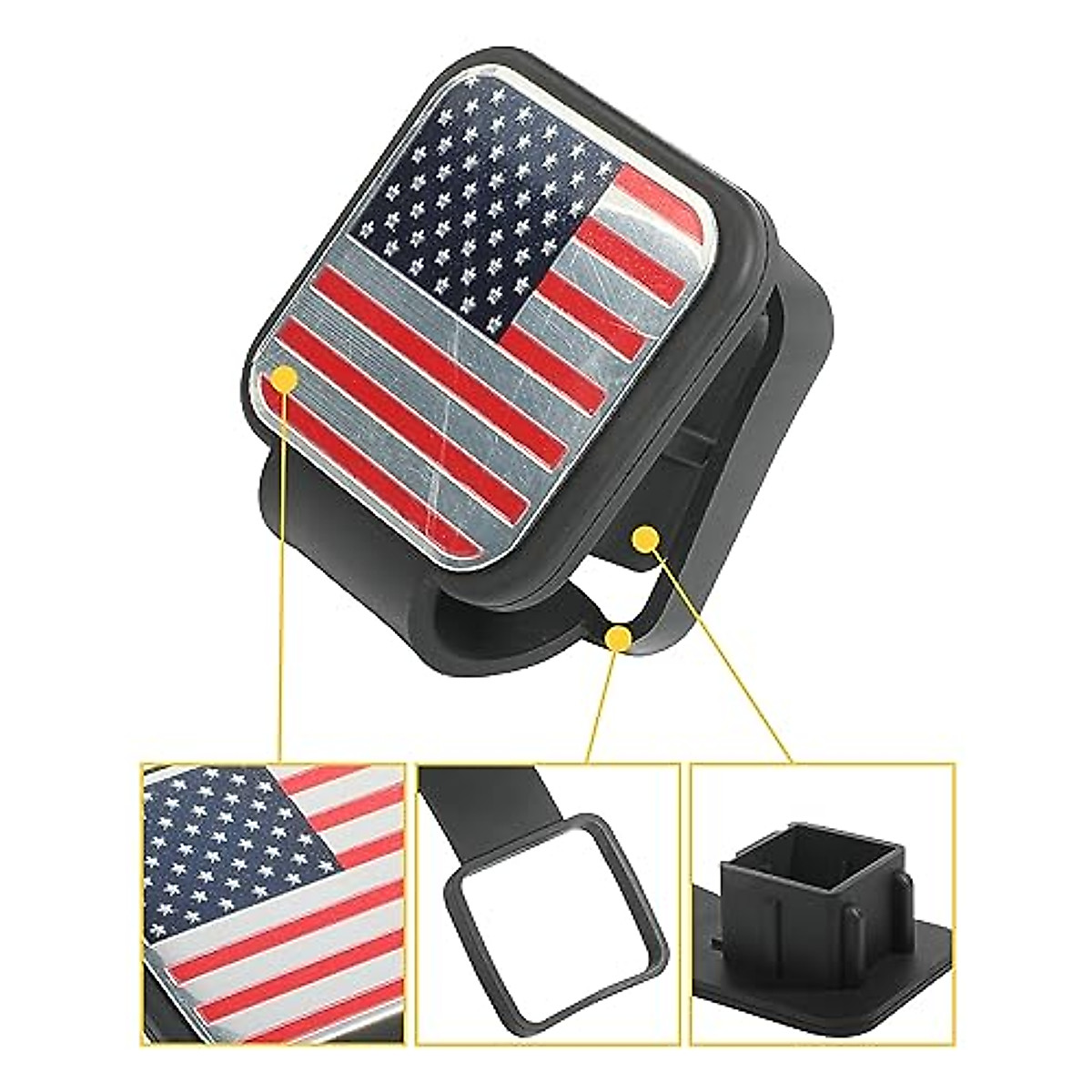 Zlirfy Trailer Hitch Cover,Car Accessories,Trailer Hook Dust-Proof Plug,Universal Flag Tow Hitch Covers Tube Cover Cap,Square Mouth Protection Cover Traction Cover,Fit for Most Cars and Trailers (Red)