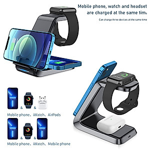 Wireless Charging Station, Wireless Phone Charger 3 in 1 Charging Station for Multiple Devices, Phone Charging Stand 15W Wireless Charger Stand for iOS/Android Smartphone