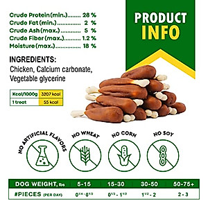 Dog Calcium Bones Wrapped Chicken & Rawhide Free Chew Treats - Pet Healthy Dried Snacks & Grain Free Organic Meat - Bulk Best Chews for Christmas, Training Small & Large Dogs - Made for USA