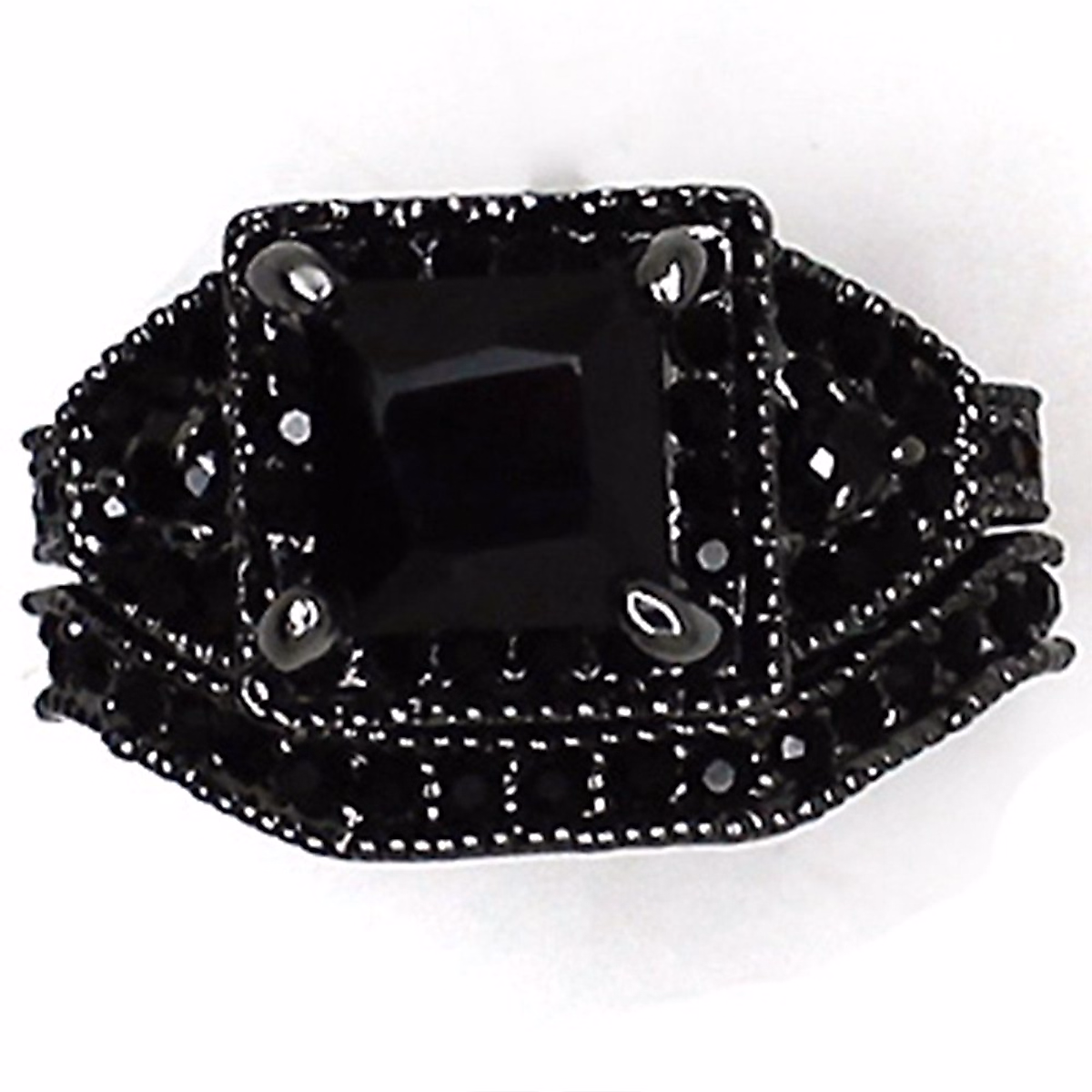 Jude Jewelers Balck Rhodium Princess Cut Wedding Engagement Ring Set (8)