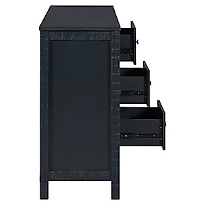 Lifeand Retro Solid Wood Buffet 2 Storage Cabinets, Adjustable Shelves and 3 Drawers for Living Room, Antique Black