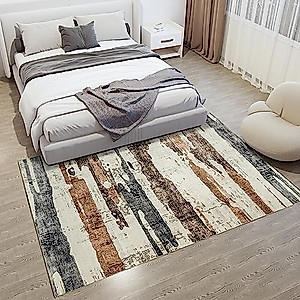 OMERAI Washable Rug 8'x10' Abstract Machine Washable Rugs Ultra-Thin Area Rugs for Living Room Non Slip Stain Resistant Modern Large Carpet for Bedroom Dining Room Office Brown Rug Washable (Brown)