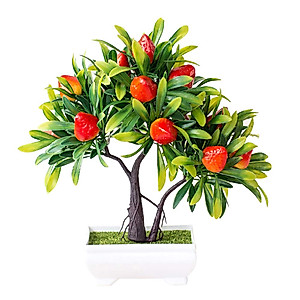 Shineweb Artificial Fruit Strawberry Tree Bonsai for Home Office Garden Desk Decor Strawberry