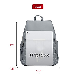 KKXIU Quilted Trendy Leather Backpack Purse for Women and Ladies Shoulder Travel Daypacks Bags (Grey)