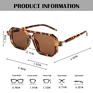 BUTABY Retro Square 70s Flat Aviator Sunglasses Women Men Vintage Trendy Plastic Frame Sun Glasses UV400 Protection Black & Tortoise