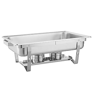 6 Pack Full Size Stainless Steel Chafing Dishes Buffet Set,9 QT Rectangular Catering Chafer Warmer with Food Tray Lid and Fuel Holder for Buffet Banquet Party Catering,Sliver