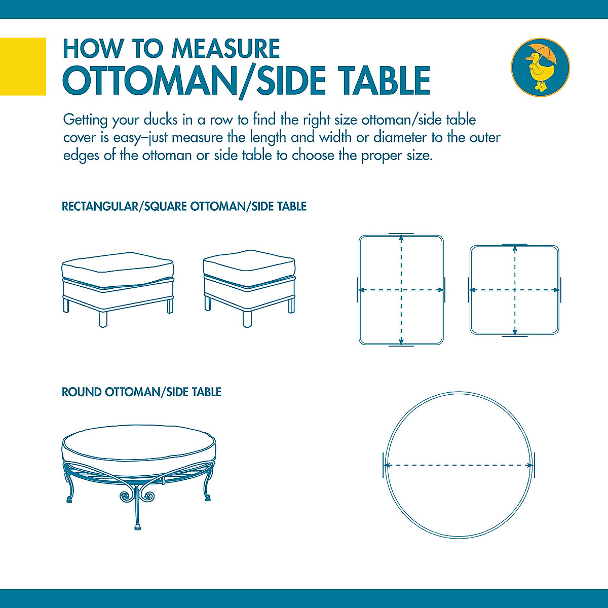 Duck Covers Essential Water-Resistant 31 Inch Round Ottoman/Side Table Cover, Outdoor Ottoman Cover