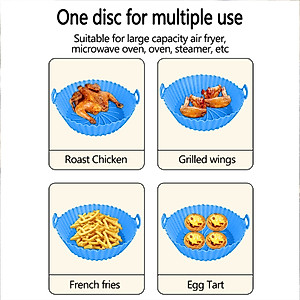 Air Fryer Silicone Liners, Foldable Airfryer Liners with Non-stick, Bpa Free, Highly Heat That Withstands up to 450°f Dishwasher Safe Cost Saving, Universal Air Fryer Basket for Oven Accessories