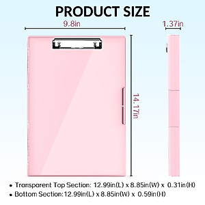 Sooez Clipboard with Storage, Heavy Duty Cleaview Clip Boards 8.5x11 with Dual Storage, Dry Erase Plastic Nursing Clipboard, High Capacity Clipboards Folder for Teacher Nurse, School & Office Supplies