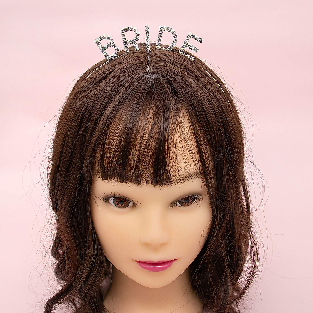 AUEAR, Rhinestone Bride Headband Elegant Bride Crown Bachelorette Party Headbands (Silver)