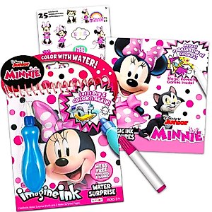 Disney Shop Minnie Mouse Paint with Water Super Set for Kids Toddlers Bundle ~ 2 Mess Free Books with Water Surprise Brush, Pen and Stickers (Minnie Mouse Party Supplies)