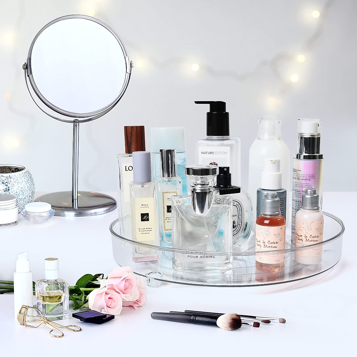 LotFancy Lazy Susan Organizers, 4 Pack 10.6” Clear Lazy Susan Turntable for Kitchen, Cabinet, Fridge, Pantry, Countertop, Bathroom Storage