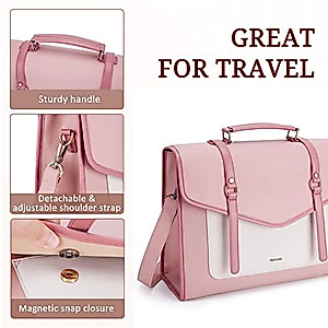 ECOSUSI Laptop Bag for Women 15.6 inch PU Leather Briefcase Large Computer Satchel Bag Professional Work Messenger Bag