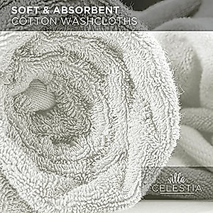 Villa Celestia Premium Wash Cloth 100% Cotton White Wash Clothes for Body and Face-Soft & Luxury Cloths for Washing Face, Face Towels for Bathroom 650 GSM Wash Cloths,Pack of 6 (12"X12")