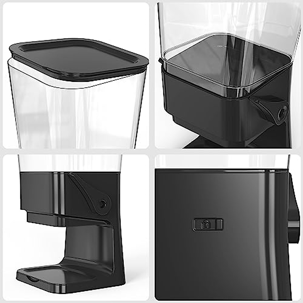 Retail Blade - Cereal & Dry Food Dispenser 2 Pack with Sponge – Elevate Freshness & Style! Perfect for Cereal, Pasta, Rice, Oatmeal, Snacks, and Dog Food. Sleek Design for Your Modern Kitchen. Black