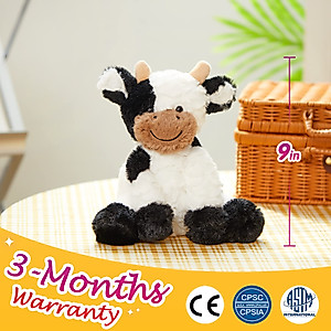SpecialYou Dairy Cow Stuffed Animal Adorable Soft Plush Farm Animal Toy Great Birthday, White&Black, 11 inches (Lying Cow)