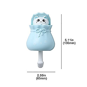 Creative Cute Cat Wall Hook Key Holder,ULemeili Cartoon Coat Wall Hooks for Hanging,Wall Mounted Adhesive Shower Hat Towel Hook,Decorative Kids Room Living Room Bathrooms Towel Hanger,Storage Rack