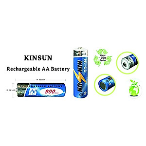 KINSUN 4-Pack Rechargeable Batteries 1.2V Ni-Cd AA 900mAh for Outdoor Solar Garden Light Landscape Lights Path Lights
