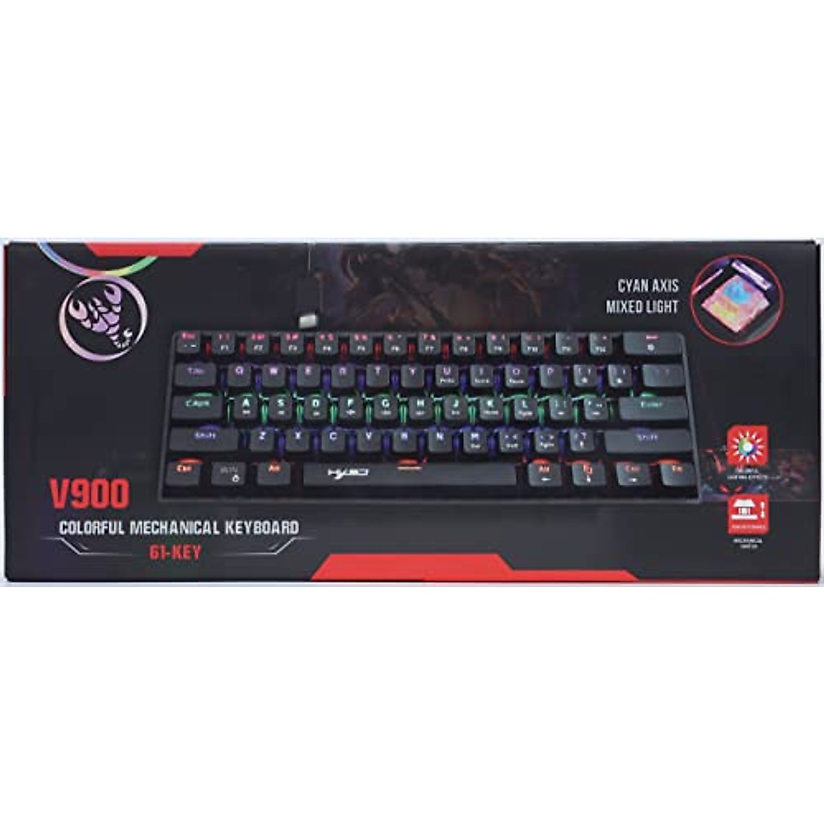 60% True Mechanical Gaming Keyboard Mouse Set, Type C Wired 61 Keys Layout Rainbow LED Backlit USB Waterproof Keyboard Anti-ghosting Keys+Lightweight RGB Mice 6400DPI for Computer/PC/Laptop/MAC(White)