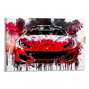 Car Poster Ferrari F40 Supercar Posters Racing Car Canvas Wall Art For Boy's Bedroom SuperCar Wall Decor Frame-style 30x20inch(75x50cm)