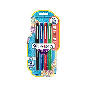 Paper Mate® Flair® Porous-Point Pens, Medium Point, 1.0 mm, Assorted Ink Colors, Pack Of 4 Pens