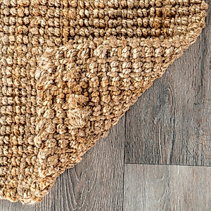 nuLOOM Ashli Solid Farmhouse Jute Runner Rug, 2' 6" x 12', Natural