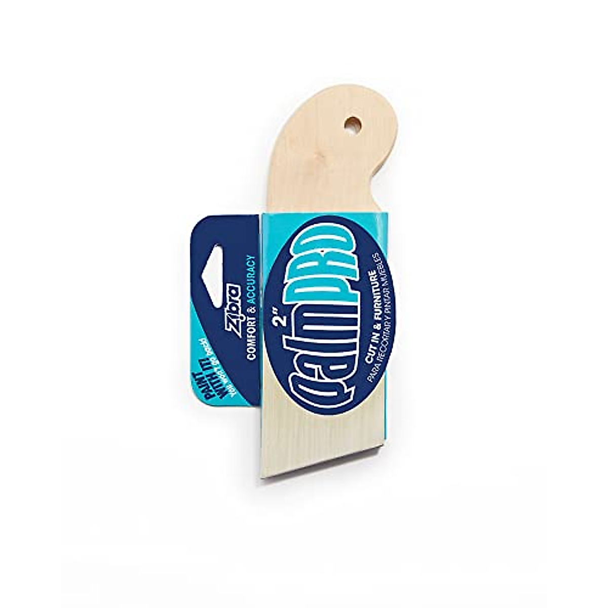 Zibra Palm Pro Cut in Angled Paint Paint Brush, Short Handle for Furniture and Next to Trim, 2-inch