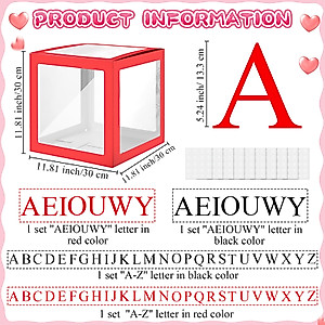 Barydat 8 Pcs Transparent Balloon Boxes Red and Black Clear Balloon Boxes with 66 Letters for Baby Shower Gender Reveal Grad Birthday Party Bridal Wedding Anniversary Backdrop Decoration