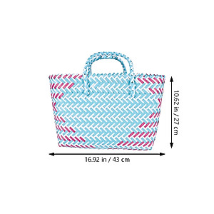 Cabilock Handmade Moroccan Basket Large Capacity French Wicker Basket Hand Woven Beach Bag Vegetables Shopping Basket with Handle Kids Toy Storage Packing Basket
