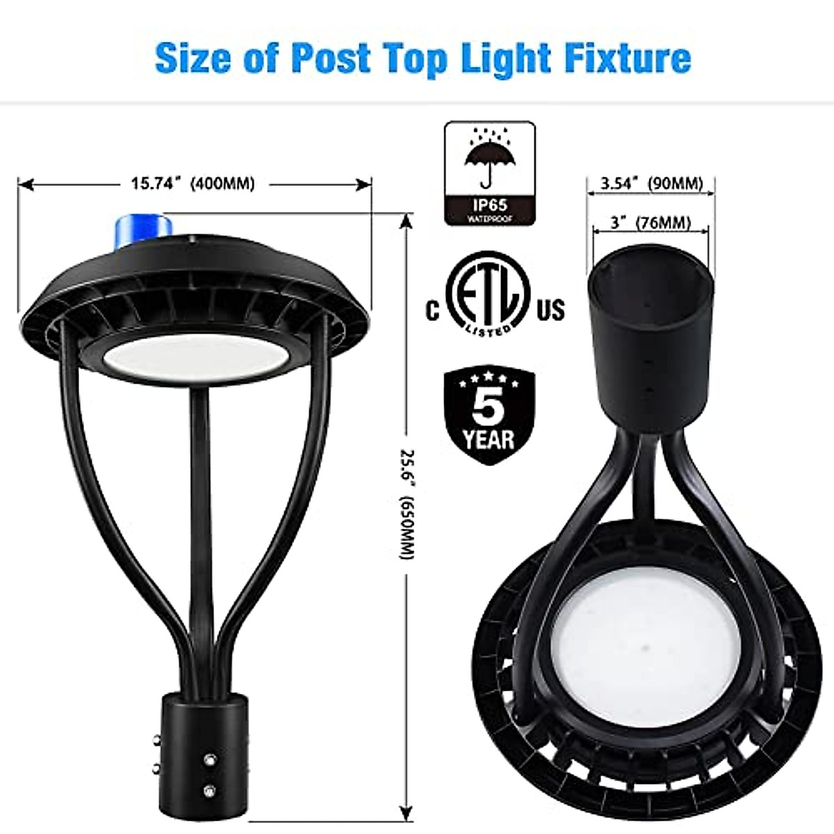 150W Led Post Top Lights with Photocell, ETL&DLC Listed 21000Lm 5000K LED Circular Area Pole Light [800W Equivalent] IP65 Waterproof Outdoor Street Garden Pathway Yard Parking lot Lighting Parking Lot