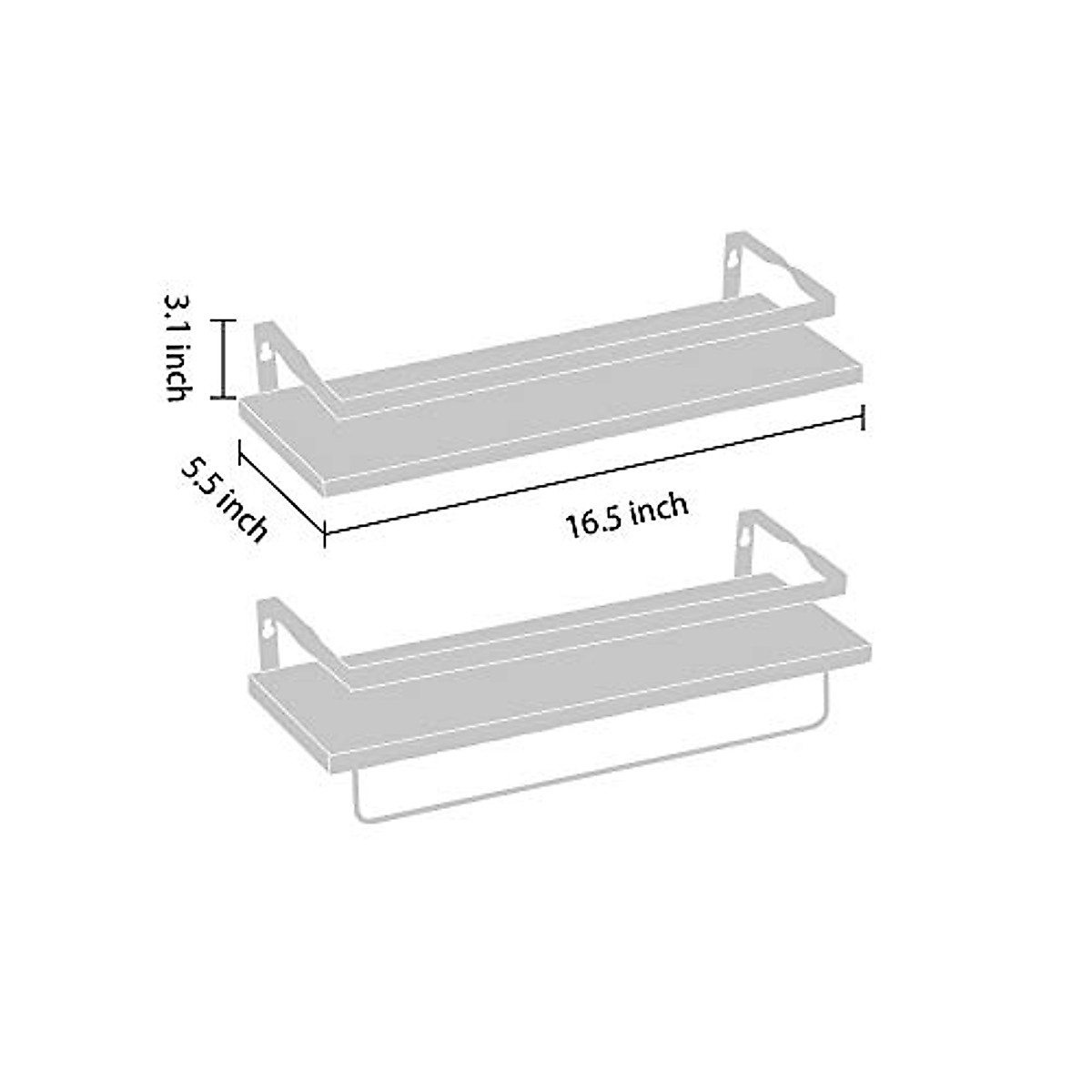 Coral Flower Floating Wall Mounted Shelves for Kitchen, Bathroom,Set of 2, 16.10inch, Brown