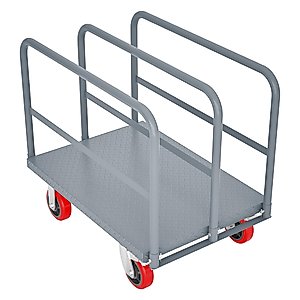 Steel Panel Truck, Heavy Duty Drywall Cart Lumber Cart Platform Truck Flat Cart, 2000lbs Hand Truck Push Cart Dolly with 6" Swivel Brake Casters and 3 Side Handrails(36" x 24")