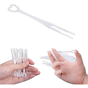 LASSUM 200PCS Disposable Plastic Cocktail Picks Fruit Forks,Forks Bistro Cocktail Forks Tasting Appetizer Forks Set Mini Cake Forks (Clear)