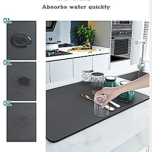 VICUTVID Microfiber Dish Drying Mat for Kitchen Counter Absorbent Dish Draining Mat Extra Large(16'' x 24'' Blue)